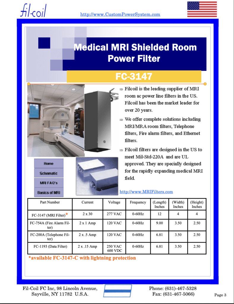MRI Filters - Fil-Coil International